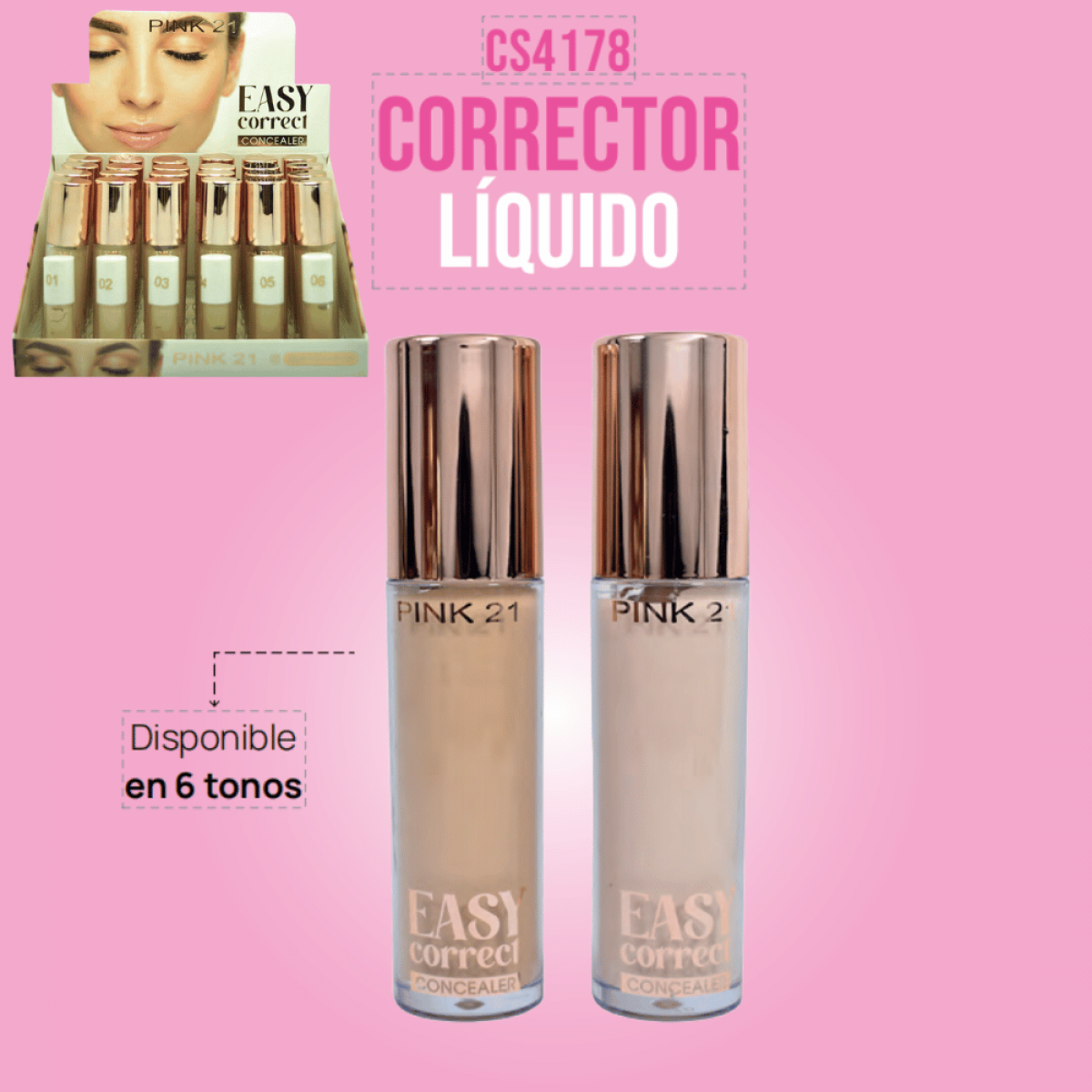 CORRECTOR LIQUIDO EASY CORRECT PINK 21+ | Belleza | Tomás Accesorios